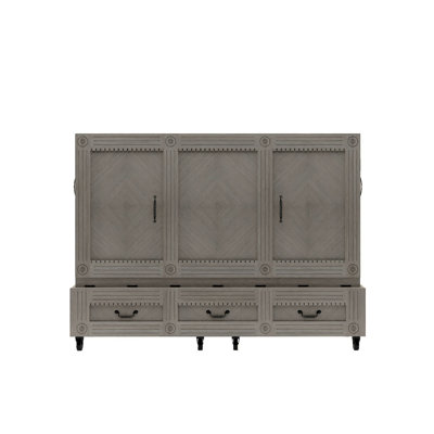 Red Barrel Studio® Imperial Queen Solid Wood Rolling Cabinet Bed with ...