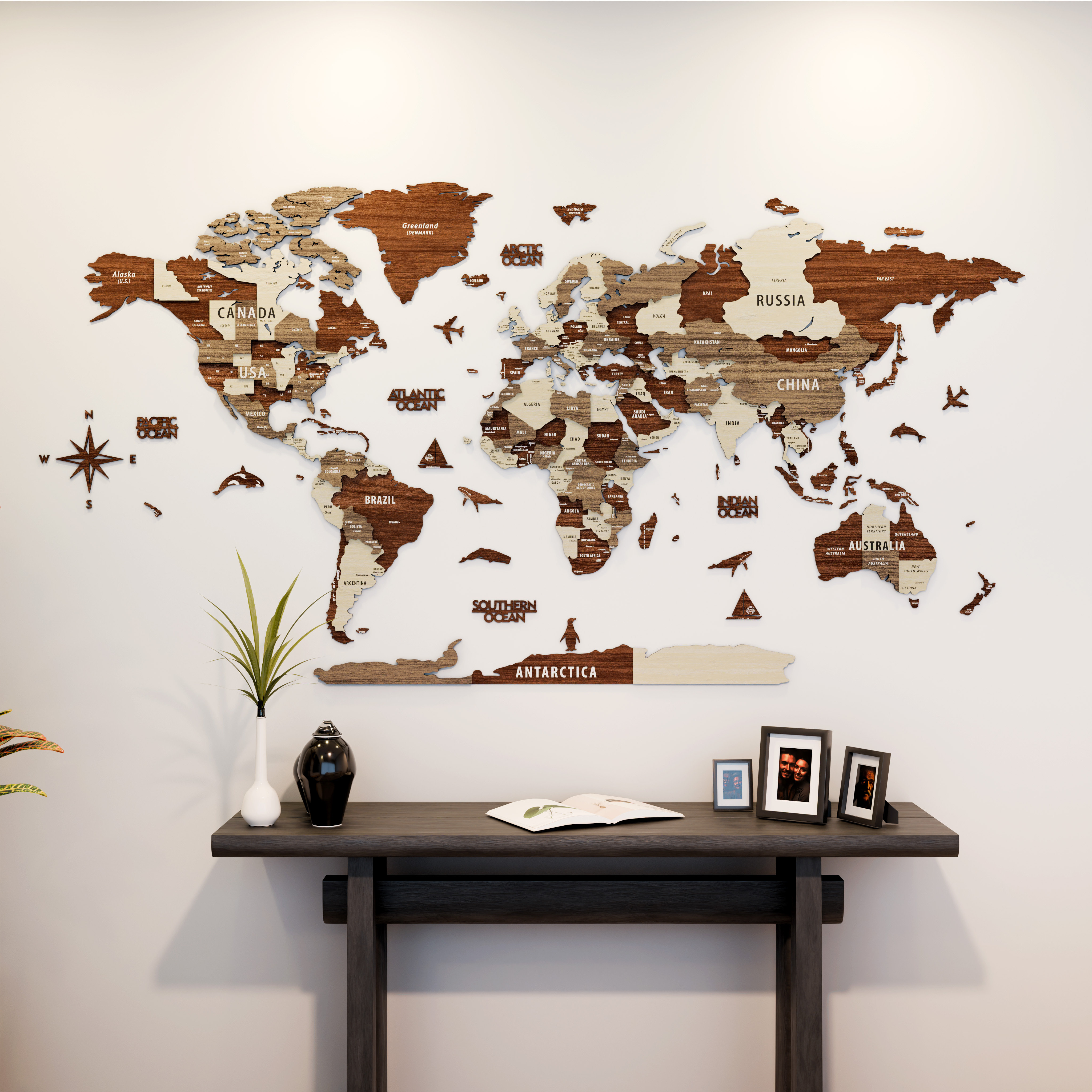 Lark Manor™ 3D Wooden World Map for Wall | Wayfair