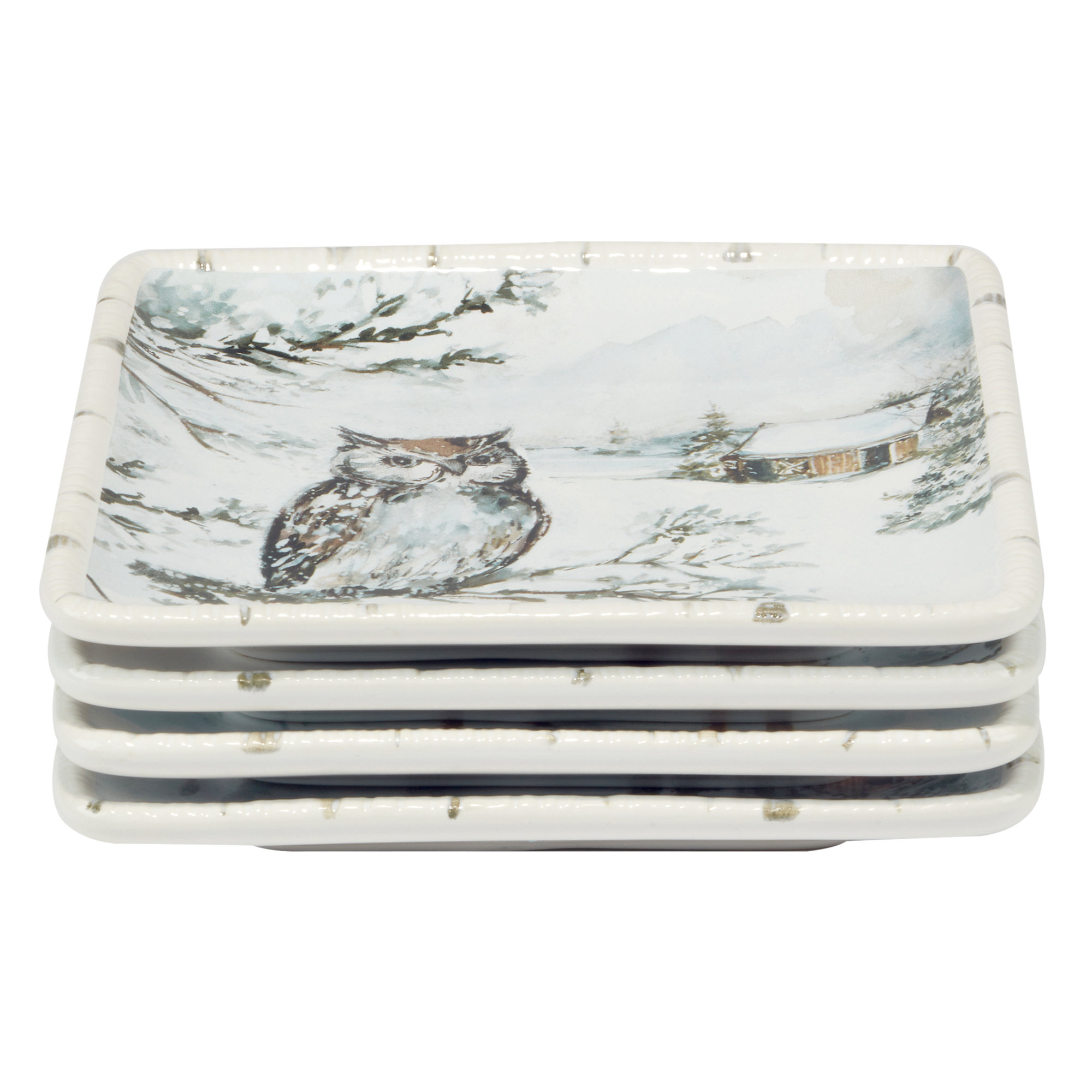Certified International Winter's Frost Set of 4 Canape Plates | Wayfair