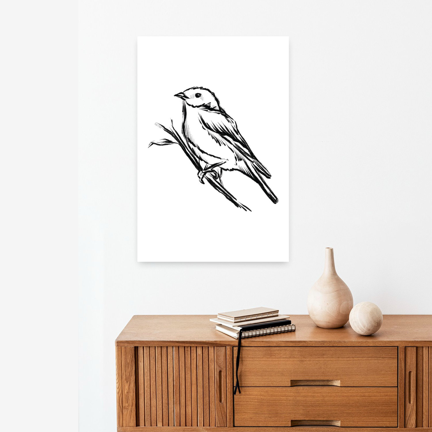 Latitude Run® Songbird Sketch II Contemporary Bird Nature Art | Wayfair
