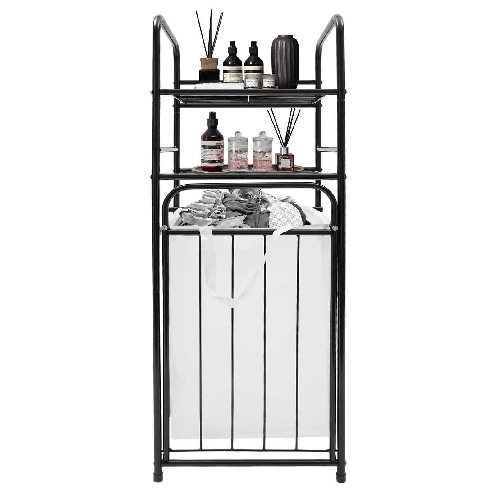 Gracie Oaks Tilt Out Laundry Laundry Basket Rack Stand with Removable ...