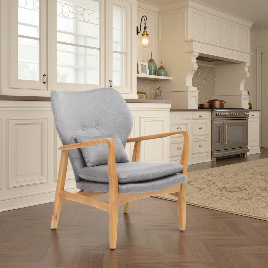 George Oliver Mid-Century Modern Club Chair - Tufted Beige Club Chair ...