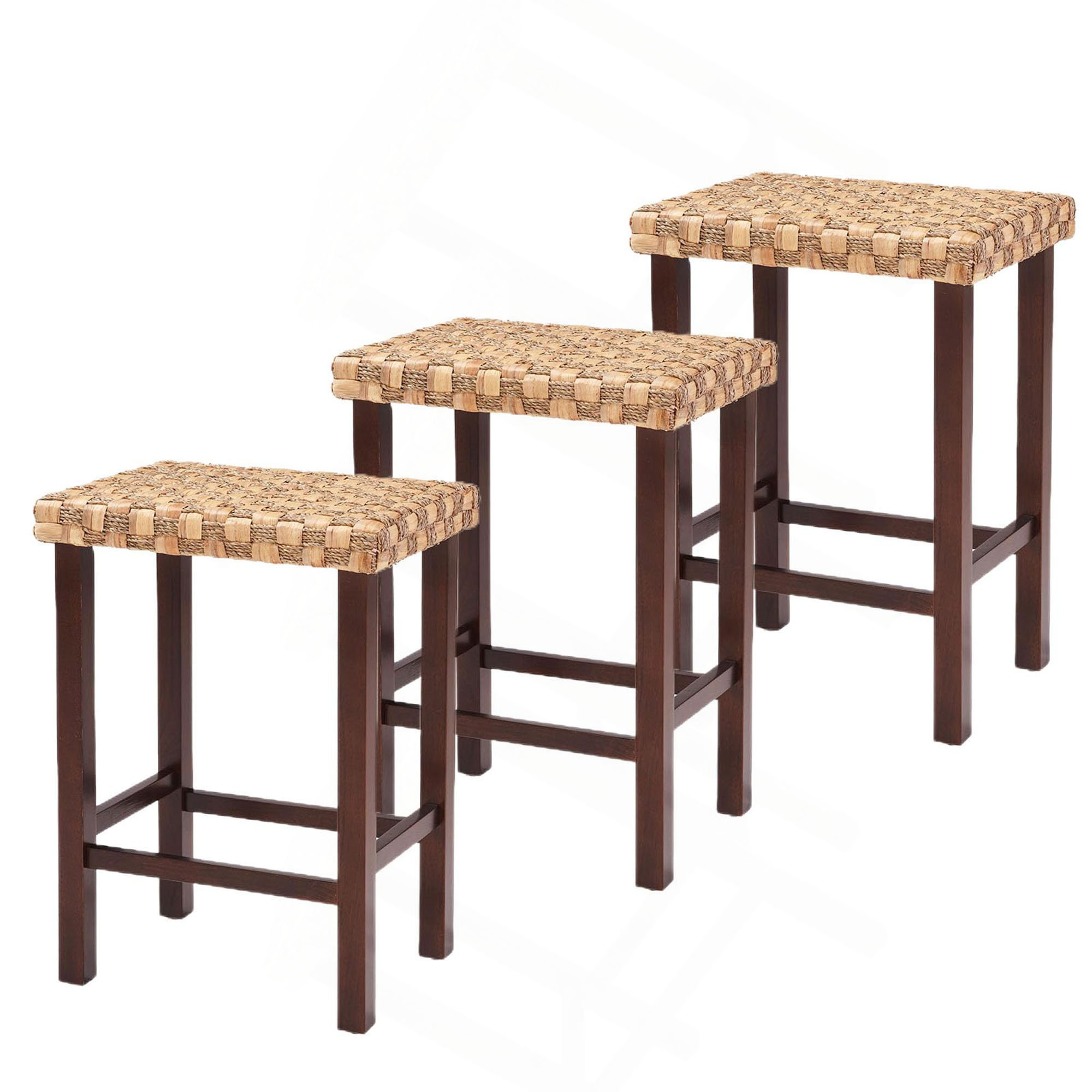 August Grove® Set Of 3 Handwoven Seagrass Bar Stools - 26.3" Height ...