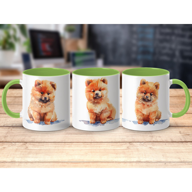 East Urban Home Set of 2 – Watercolor Dog Breeds Splash Art 11oz Coffee ...