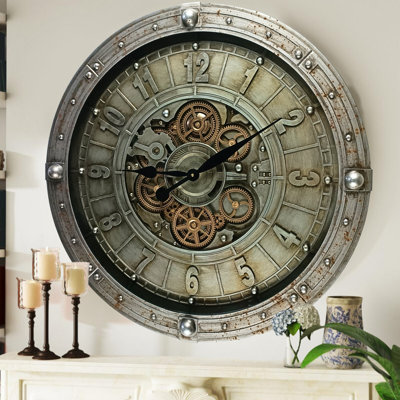 THE GEARS CLOCK Wall Clock with Real Moving Gears IR-LI_ 32 in Round ...