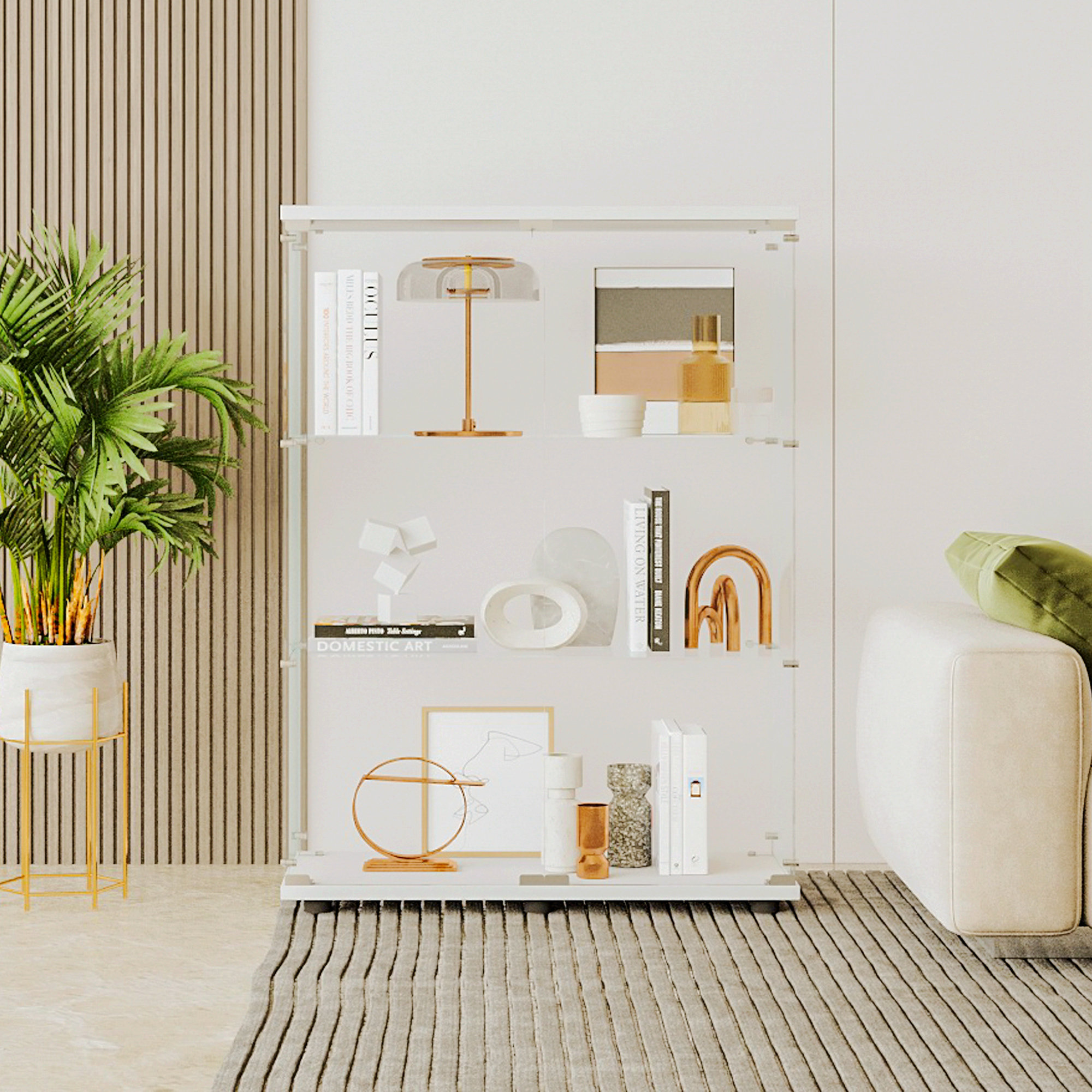 Ivy Bronx Two-Door Glass Display Cabinet 3 Shelves With Door - Wayfair Canada