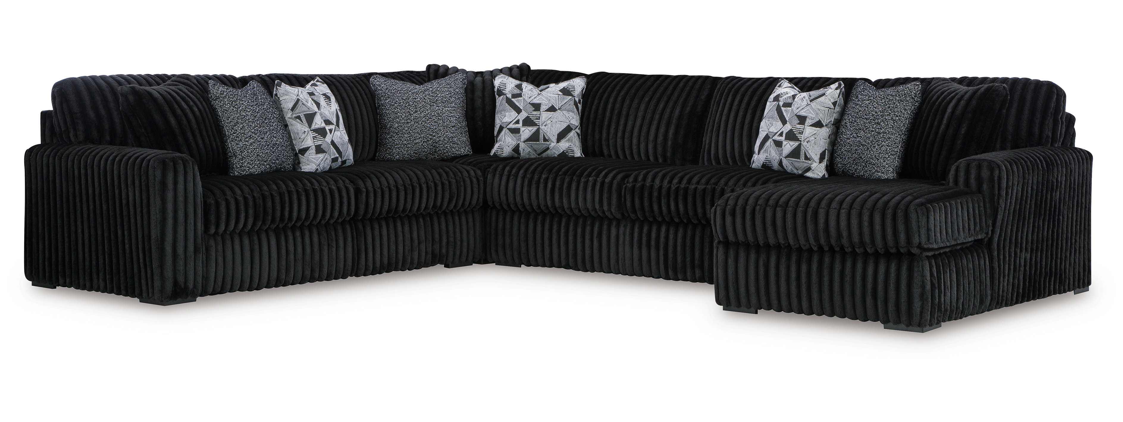 Hokku Designs Midnight-Madness Onyx 4-Piece Sectional with Chaise | Wayfair