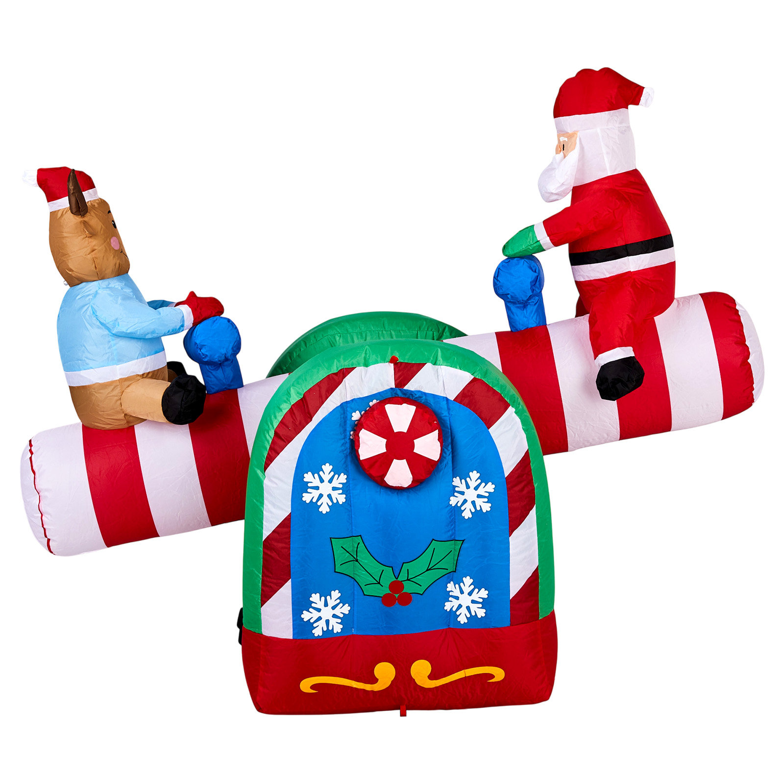 Alcott Hill 4.7 FT Lighted Motorized Seesaw With Santa And Reindeer ...