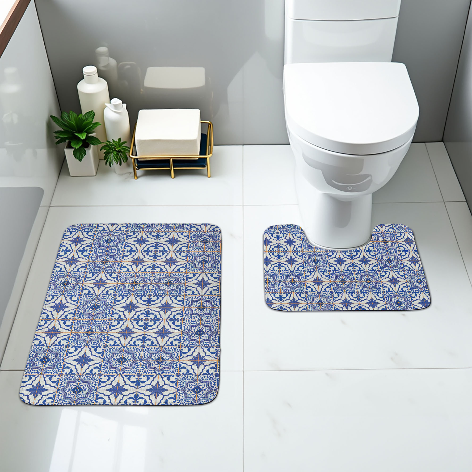 Fleur De Lis Living Moroccan Bathroom Rug Set 2 Pieces Rectangle ...