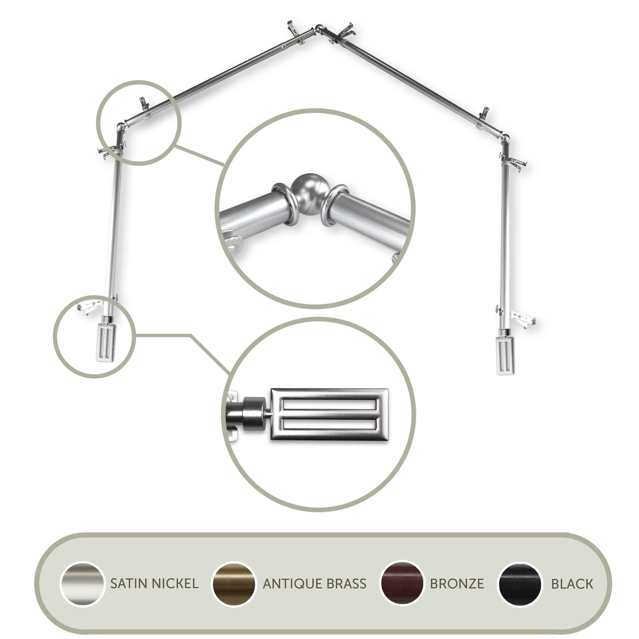 Ebern Designs Iovu Adjustable 28" to 48" 0.81" Bay Window Single ...