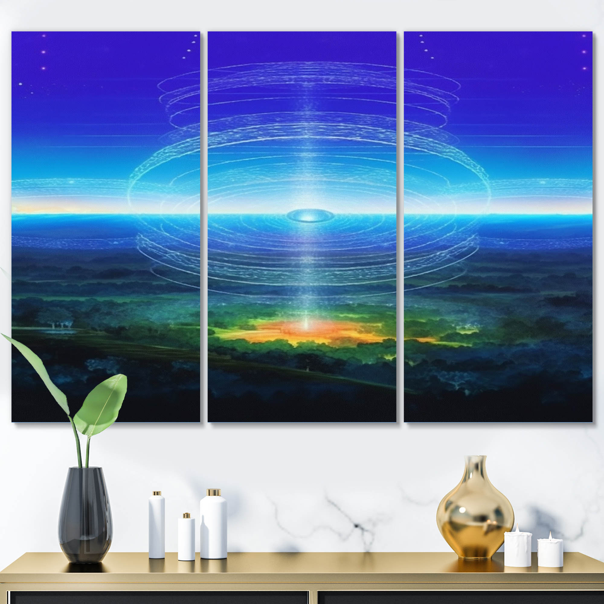Design Art Universal Frequency Cosmic Horizon - Abstract Shapes Wall ...