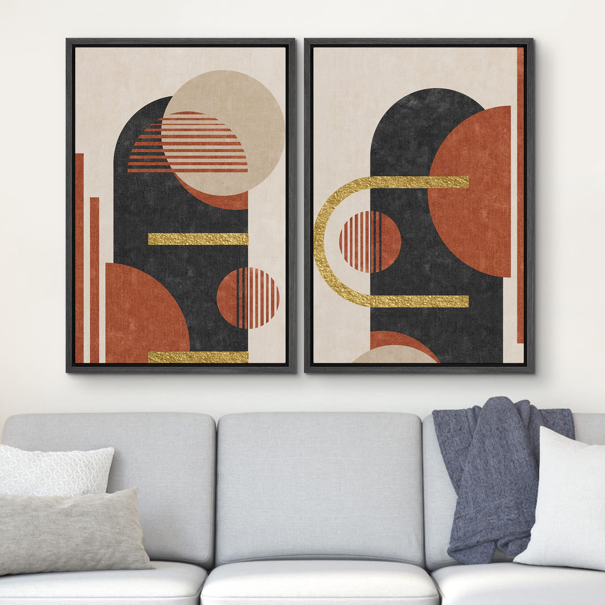 wall26 Mid-Century Modern Polygon Landscape Abstract Geometric Modern ...