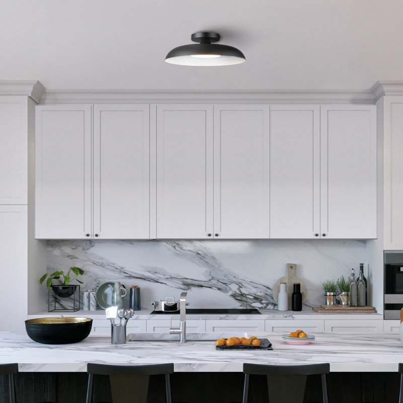 Ebern Designs 1-Light LED Integrated 21-Watt Matte Black Flush Mount ...