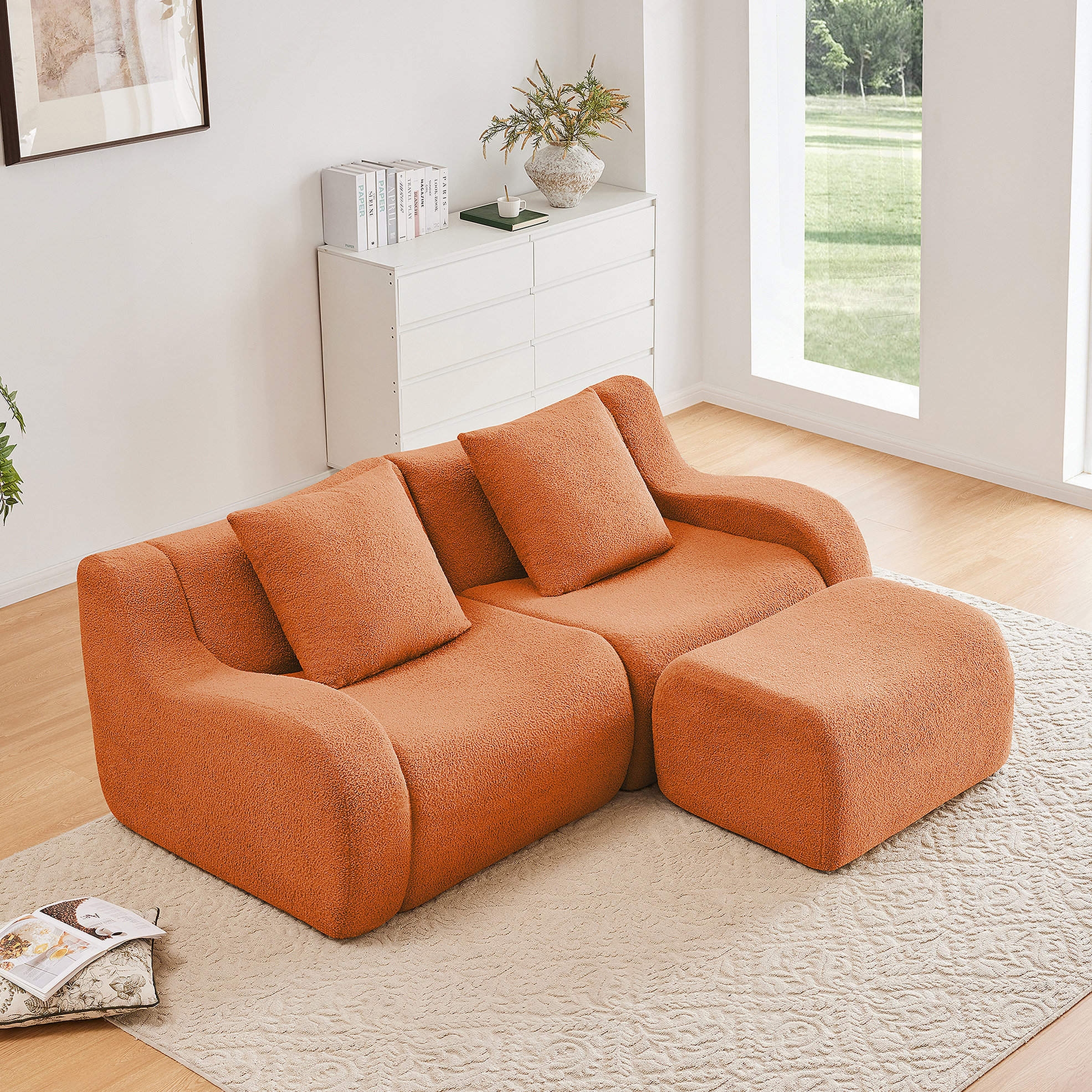 Ivy Bronx L-Shaped Boneless 2-Seat Sofa With Curved Armrests ...