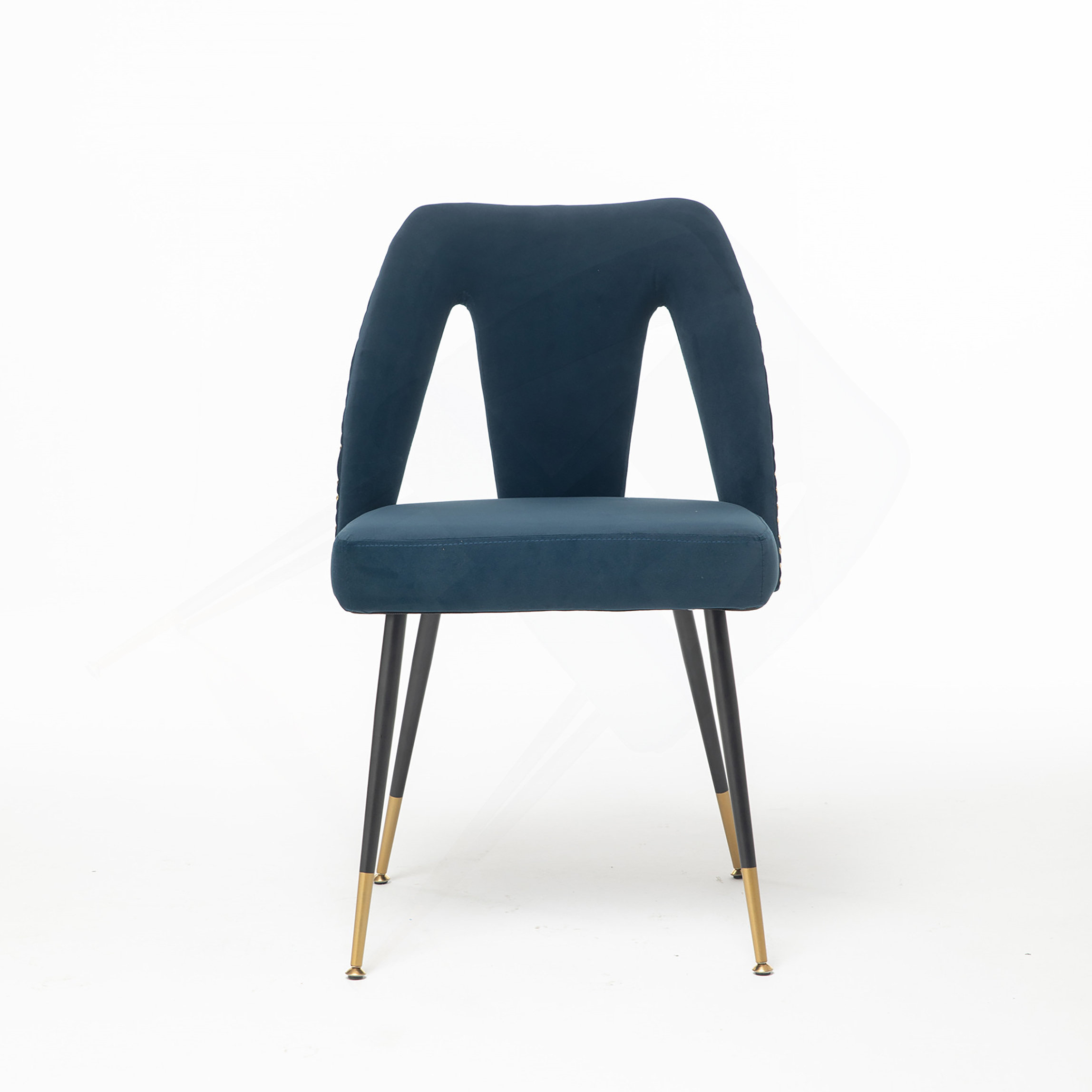 Mercer41 Velvet Upholstered Dining Chair With Nailheads And Gold Tipped ...