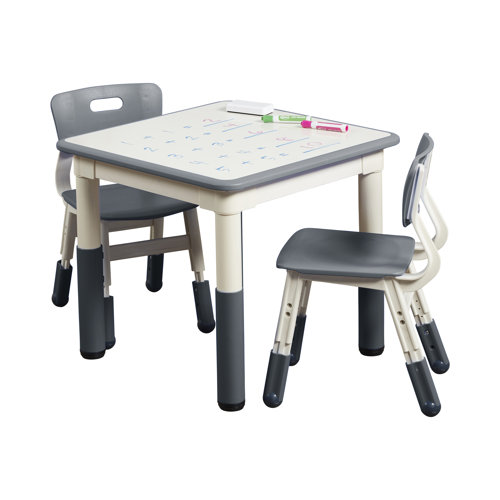 ECR4Kids Dry-Erase Square Activity Table with 2 Chairs, Adjustable ...