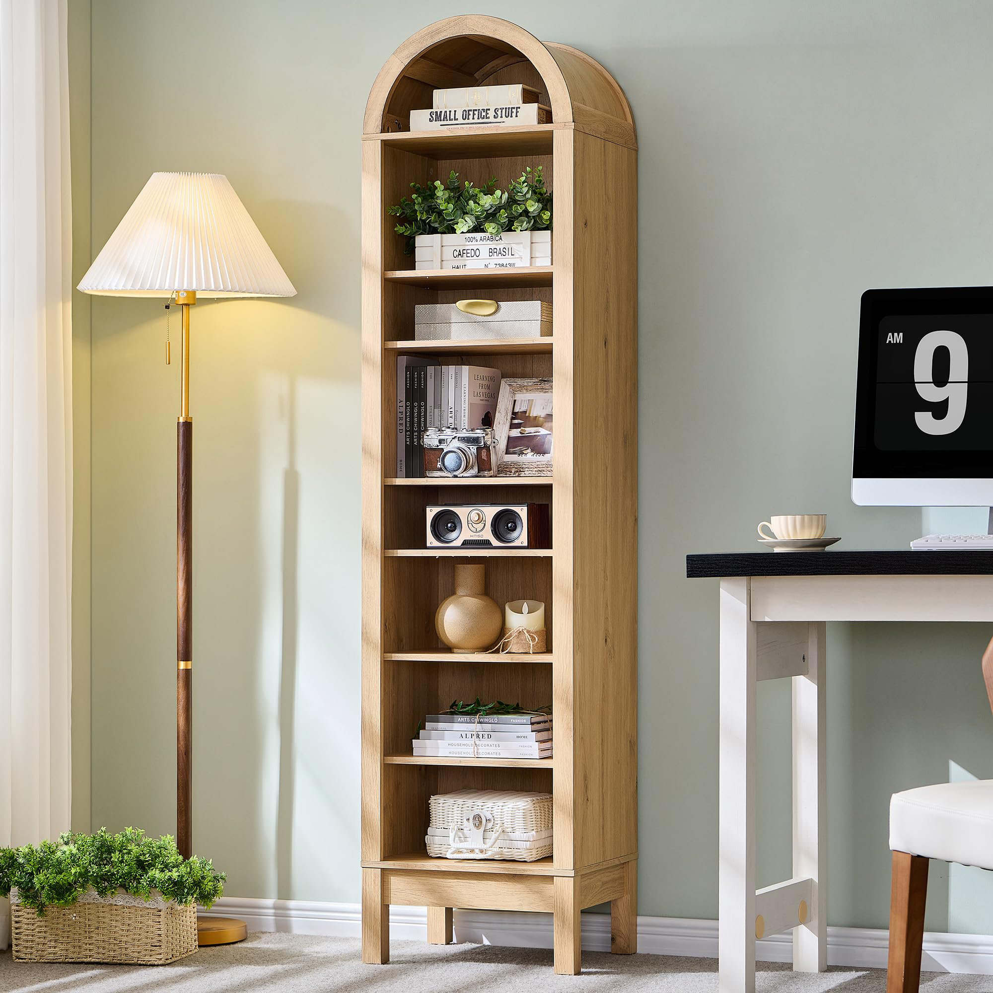 Latitude Run® 71" Tall Arched Bookshelf, 8 Tiers Arch Bookcase with ...