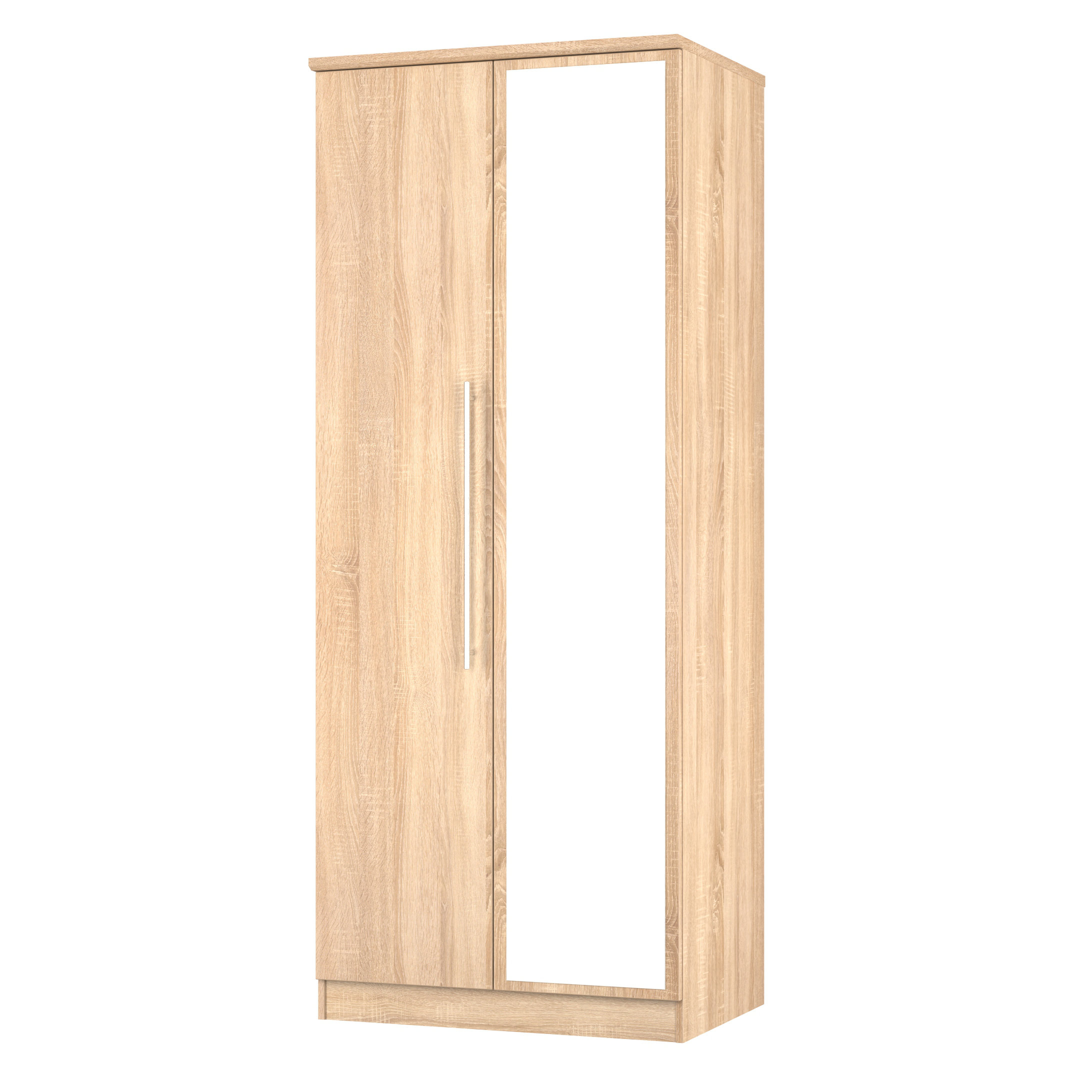 17 Stories Taevyn 2 Door Wardrobe in Bardolino Oak (Ready Assembled ...