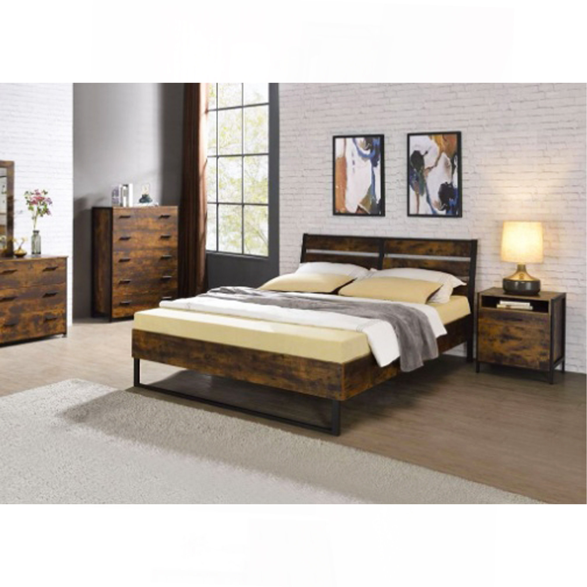 Trent Austin Design Juvanth Rustic Oak & Black Finish E. King Bed ...