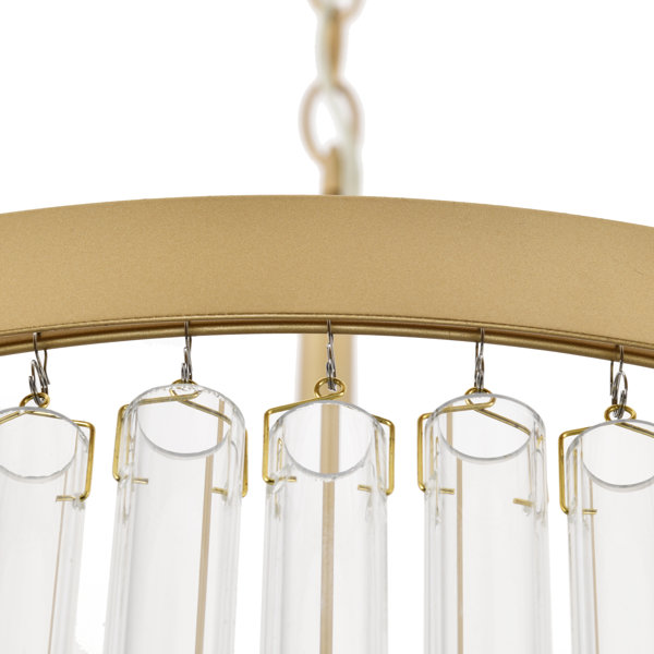 Mercer41 Kaison Glossy Bronze 5-light Two-tier Crystal Rod Drum ...