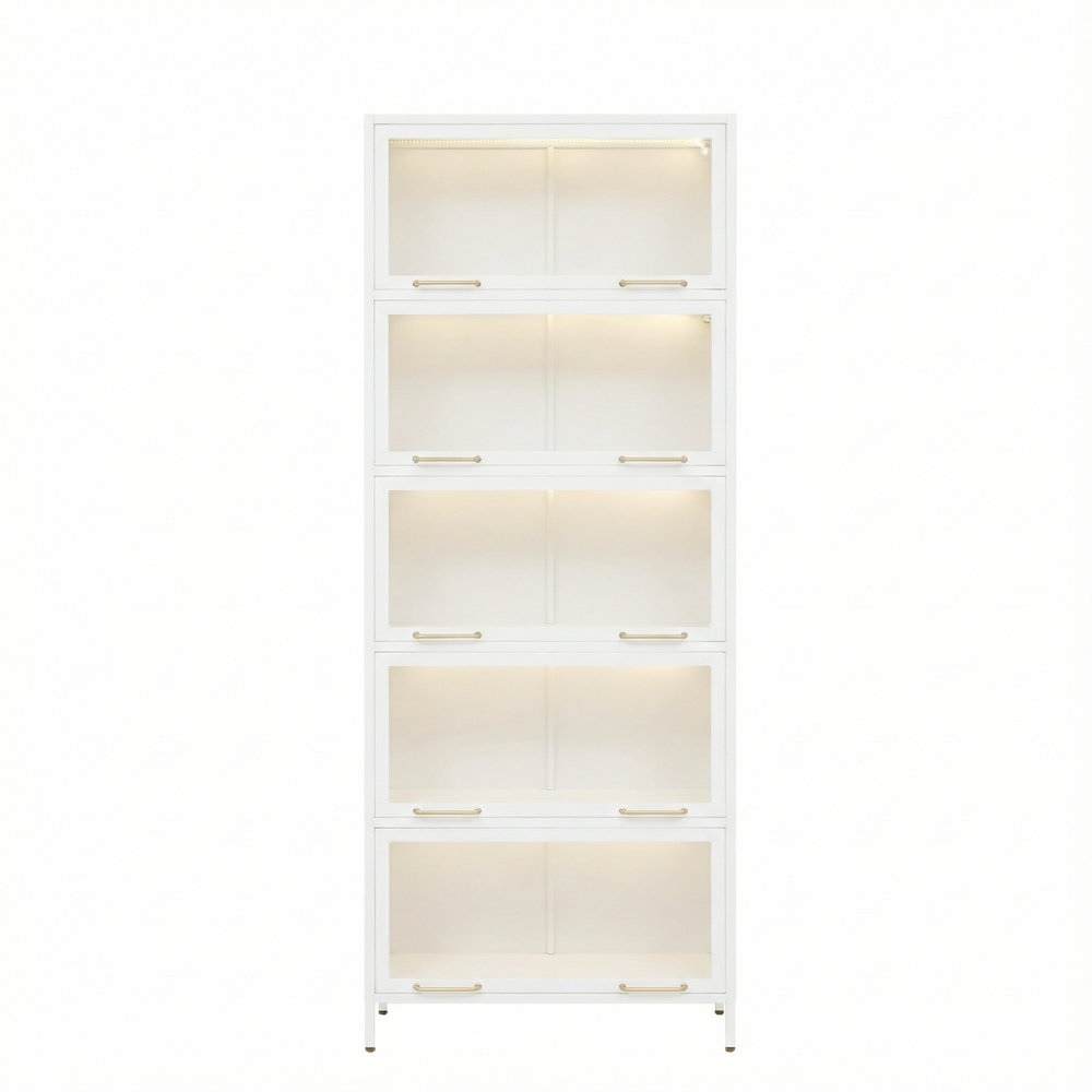 Trent Austin Design® 5-Tier Steel Barister Bookcase with LED Lights for ...