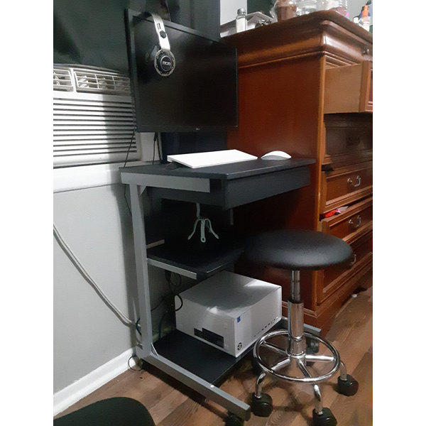 MODVAT Black Rolling Laptop Cart with Storage | Wayfair