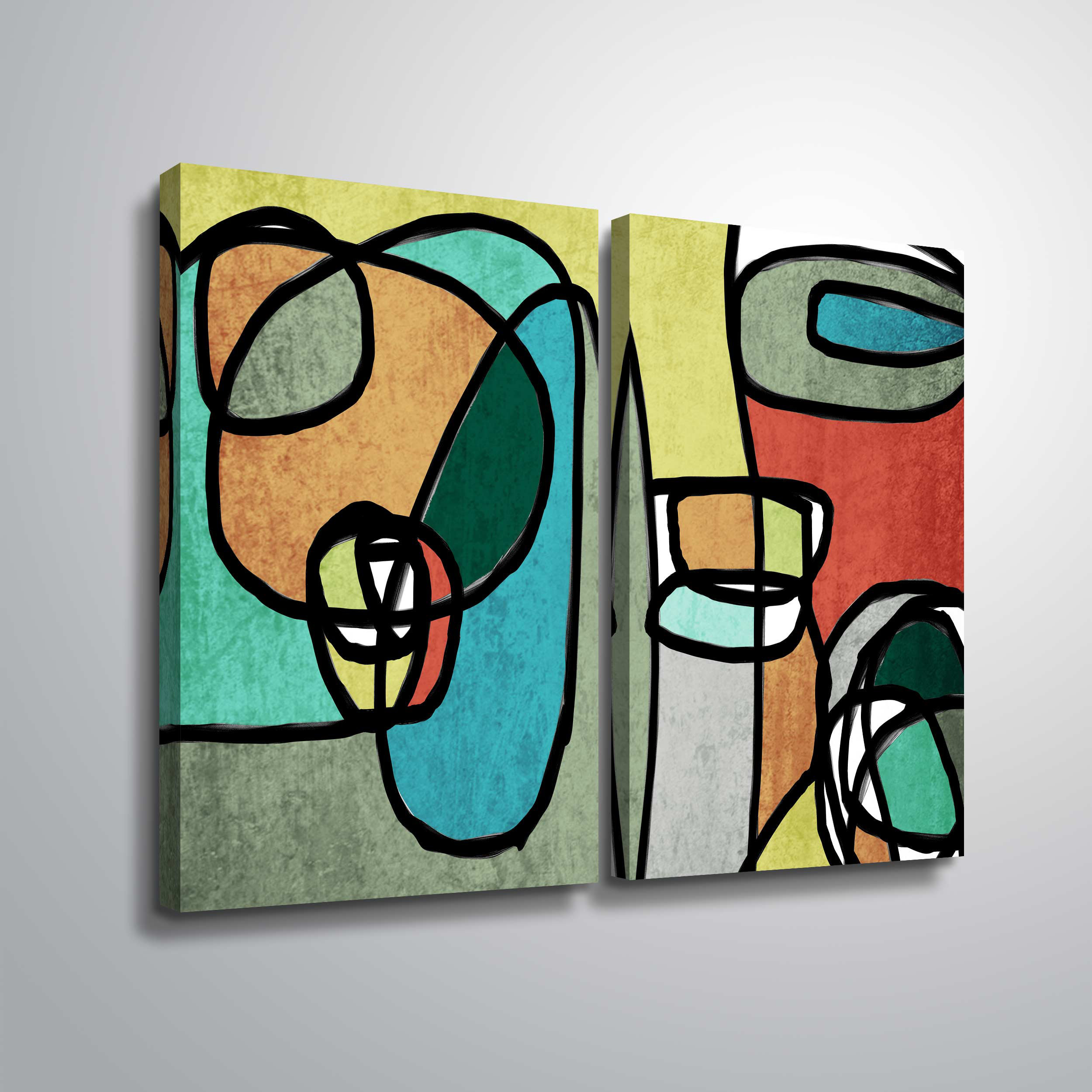 Wrought Studio Makris 'Vibrant Colorful Abstract IX' Rectangle Graphic ...