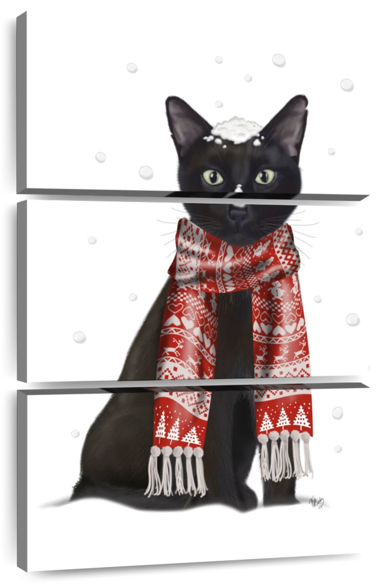 Ebern Designs Brampt Black Cat Red Scarf | Wayfair