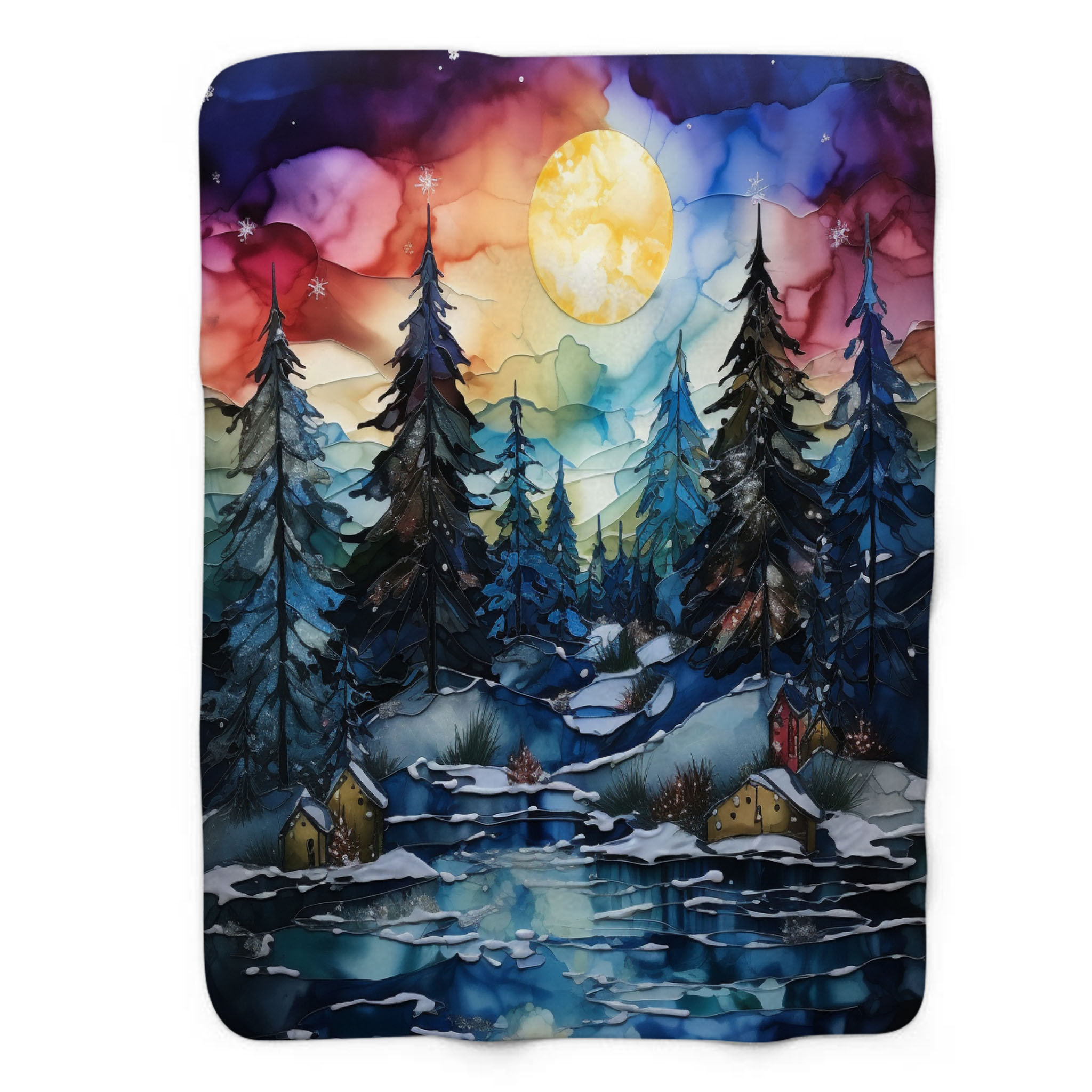 MentionedYou Winter Ink Art - 1 Piece Premium Sherpa Blanket | Wayfair