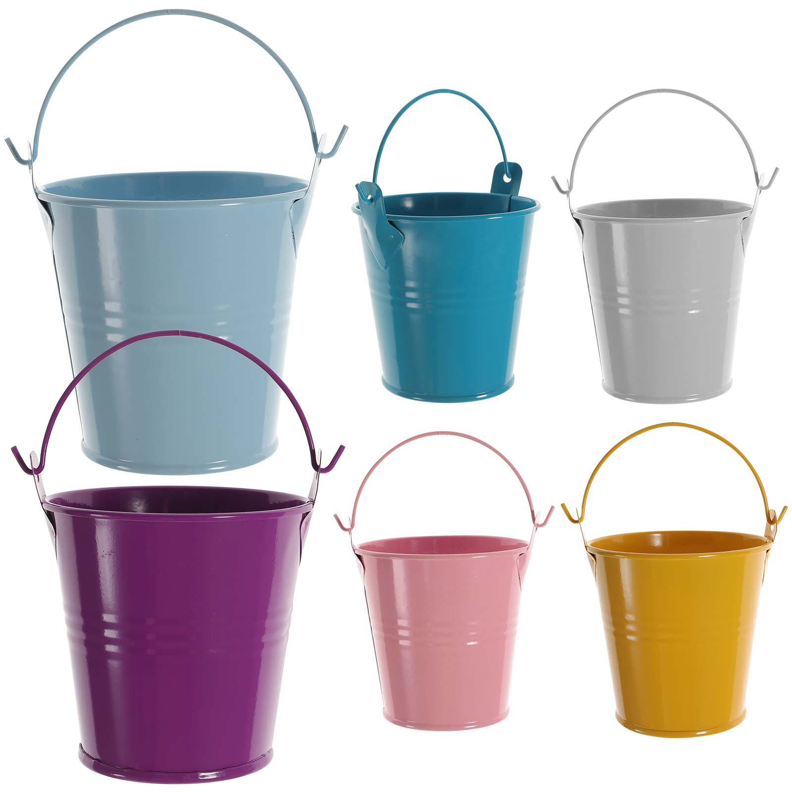 Winston Porter 6pcs Mini Metal Buckets with Handles Small Metal ...