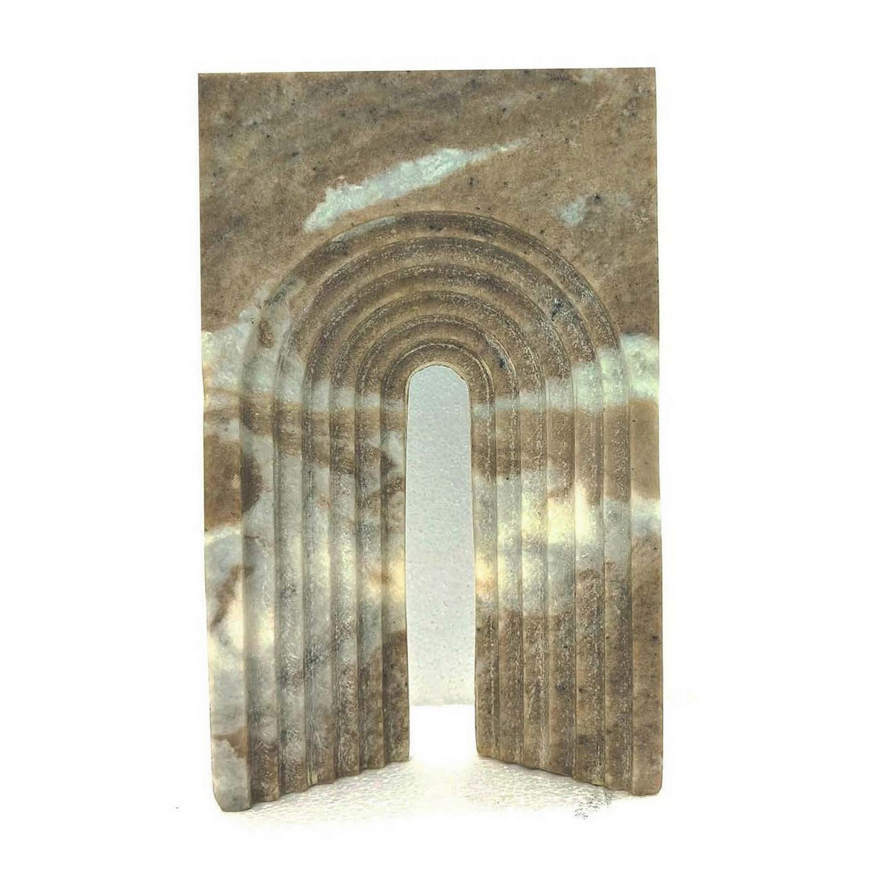 Benjara Keveny Tabletop Decor, Arched Sculpture Texture Marble, 11 Inch ...