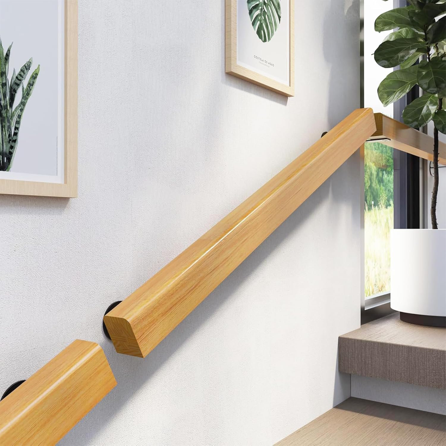 CraftVie Premium Solid Wood Handrails 4ft for Indoor Stairs, Safety ...