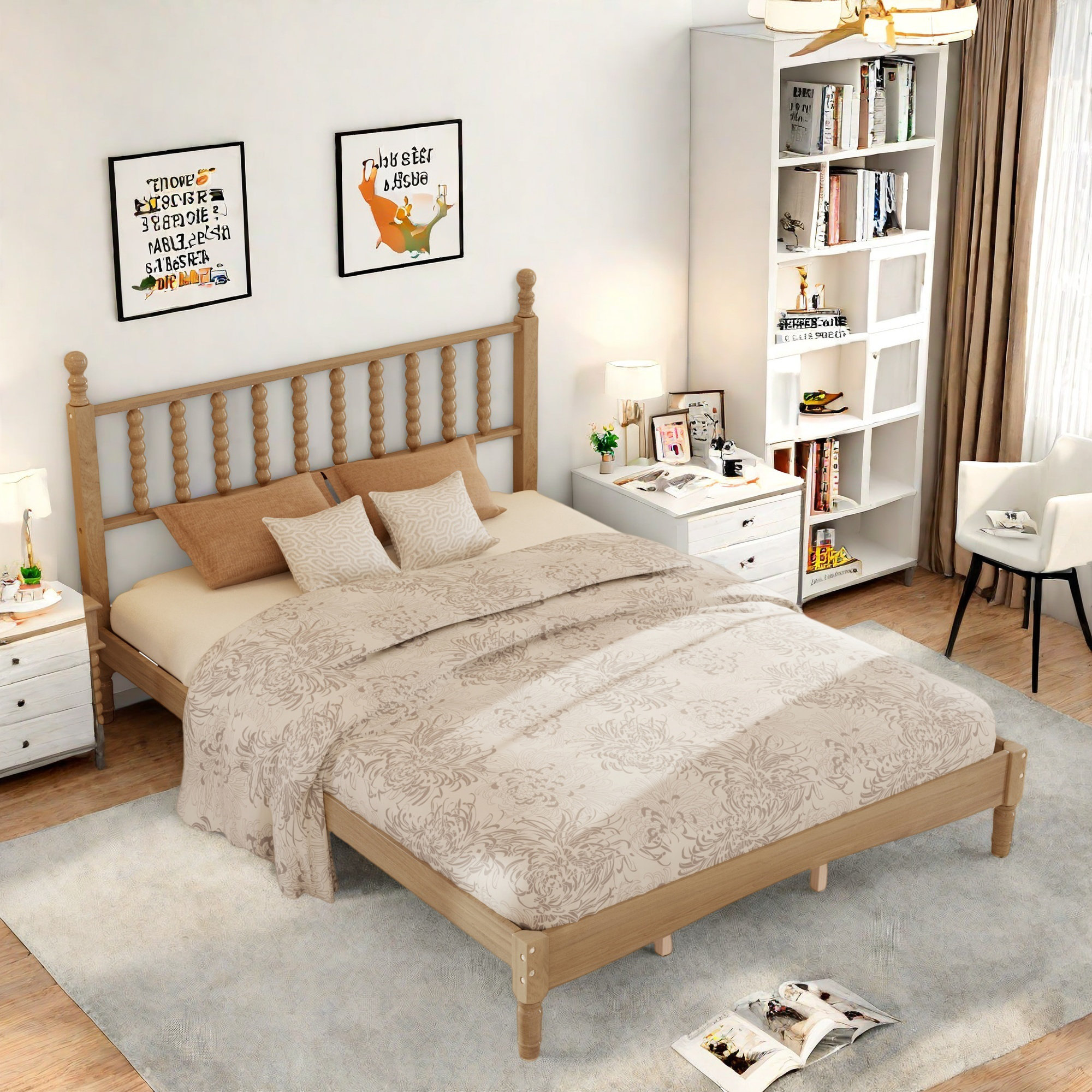 Alcott Hill Platform Bed With Gourd Shaped Headboard And Curved ...