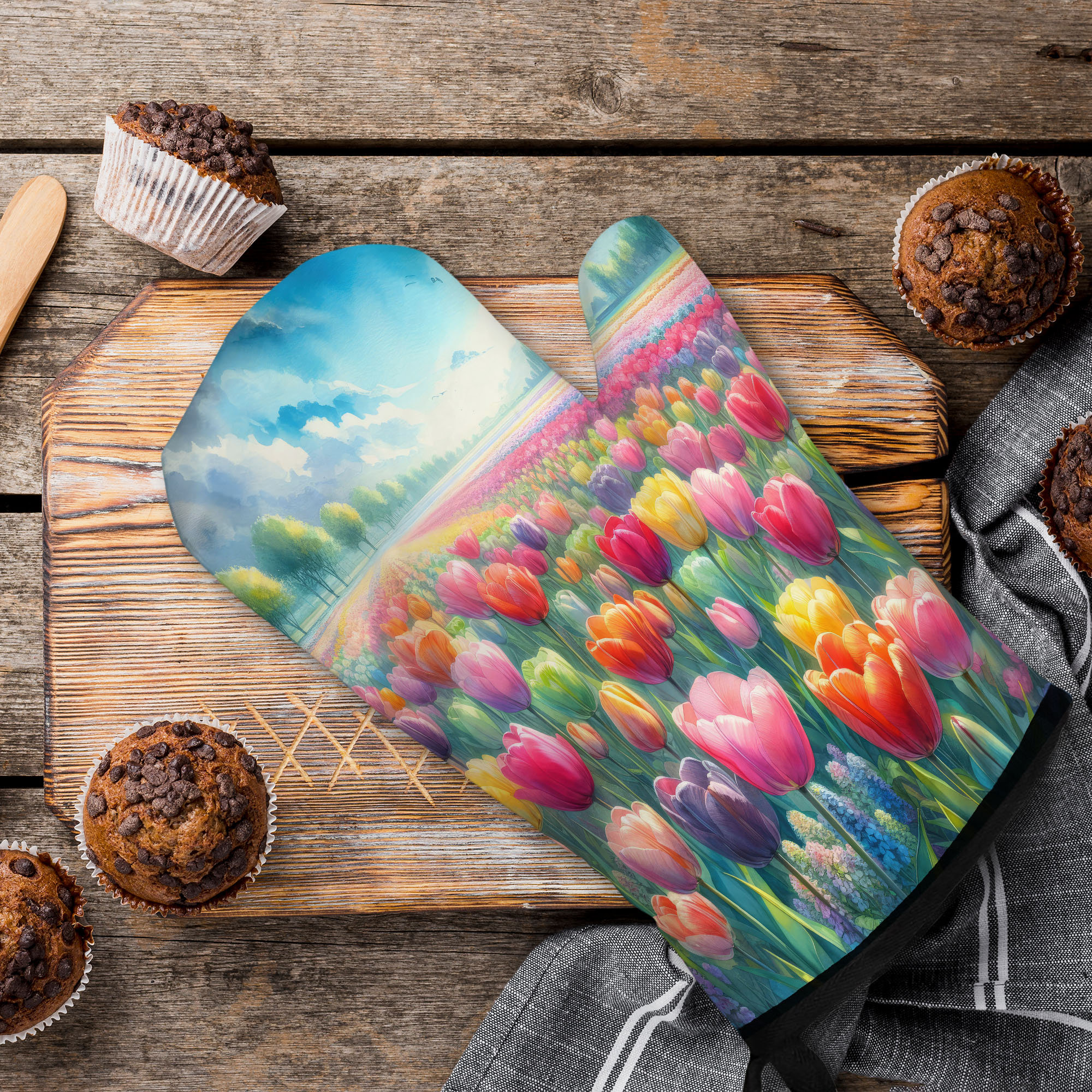 MentionedYou Tulip Patch Oven Mitt Cotton Twill | Wayfair