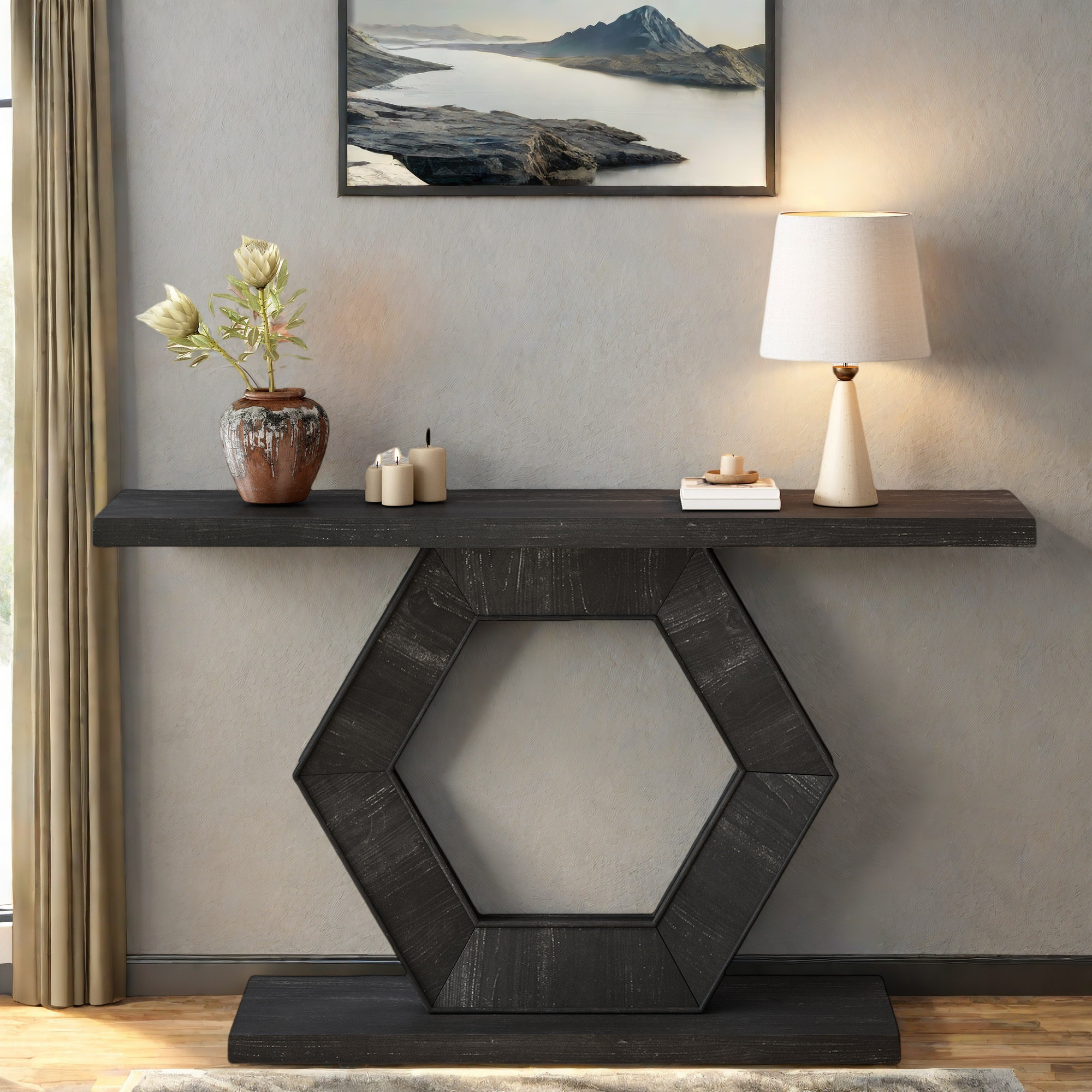 Latitude Run® Modern Console Table With Innovative Hollow Hexagon Leg ...