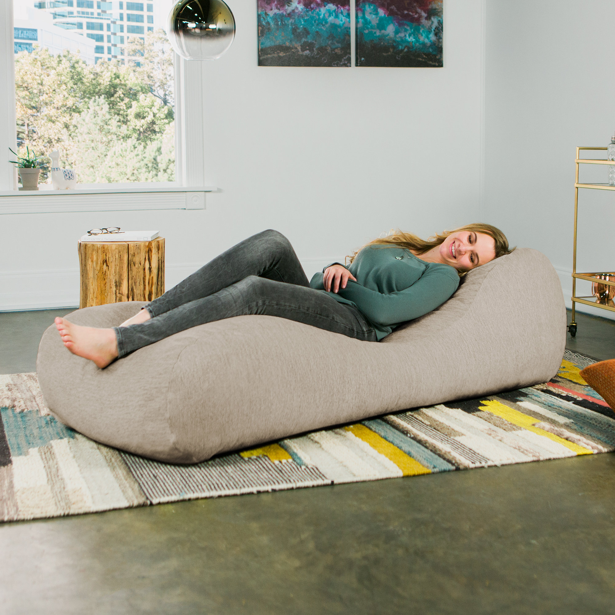 Latitude Run® Arlo Chaise Lounge Bean Bag Chair - Premium Chenille ...