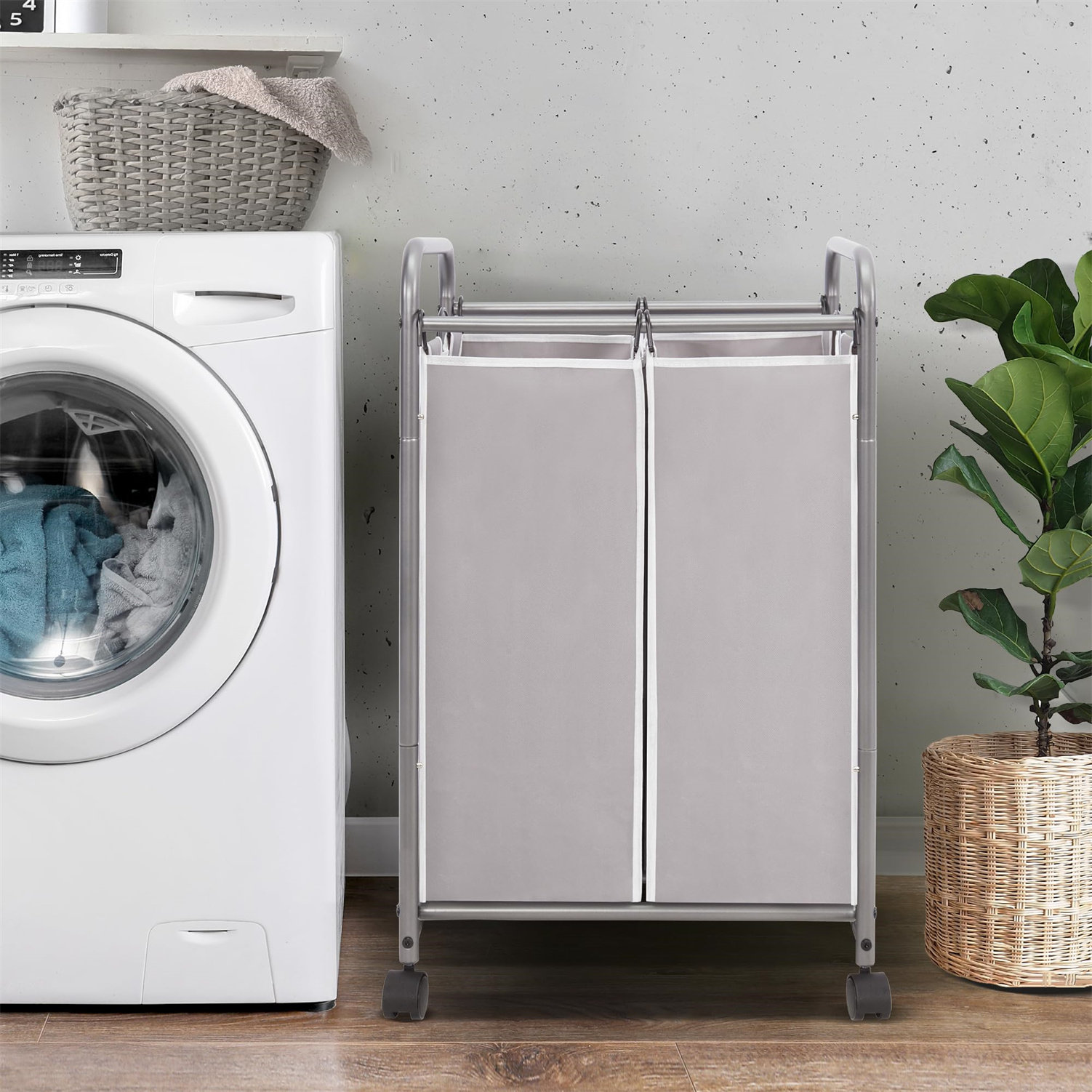 Latitude Run® Metal Rolling Laundry Sorter with Handles - Wayfair Canada