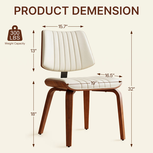 George Oliver Modern Pu Leather Dining Chair, Plush Side Chair For ...