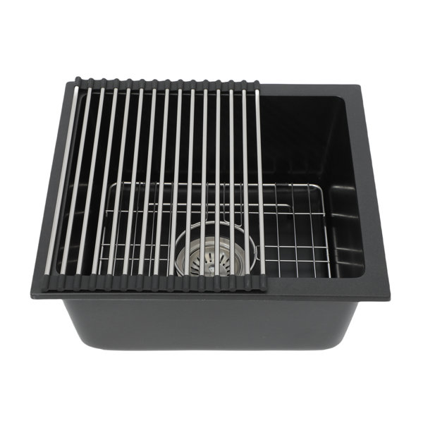 Mocoloo Évier de cuisine à cuve simple encastrable en quartz avec ...