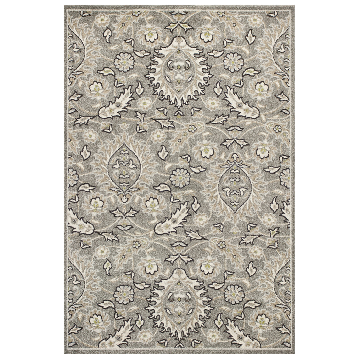 Charlton Home® 7'' X 9'' Grey Floral Vine UV Treated Indoor Area Rug ...
