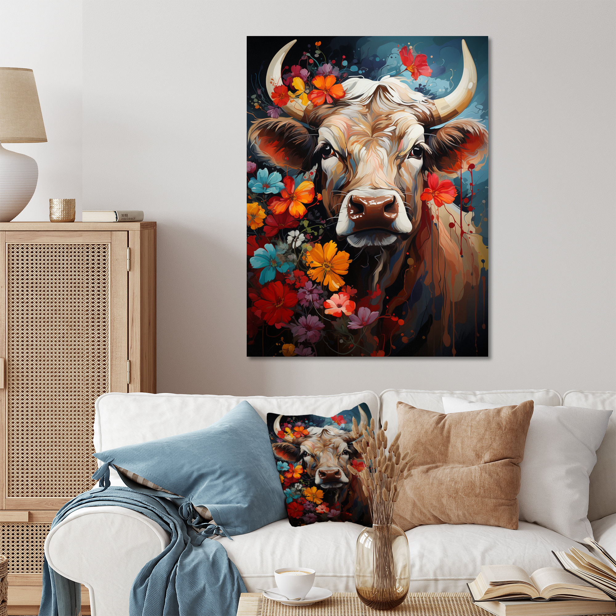 Latitude Run® Cow Natures Tapestry I - Animals Cow Metal Wall Art ...