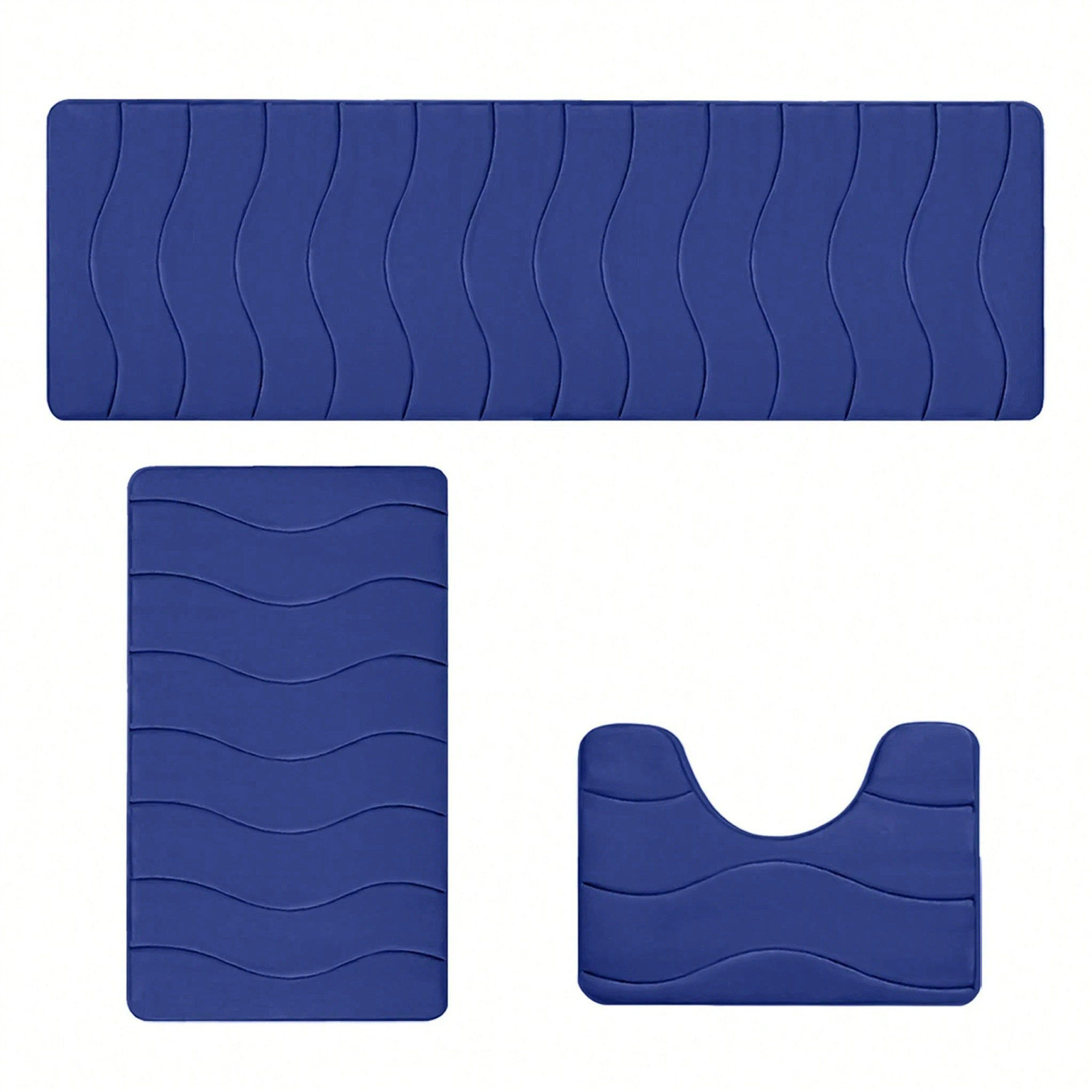 Ebern Designs 3-Pack Memory Foam Bath Mat Set - Super Absorbent Non ...