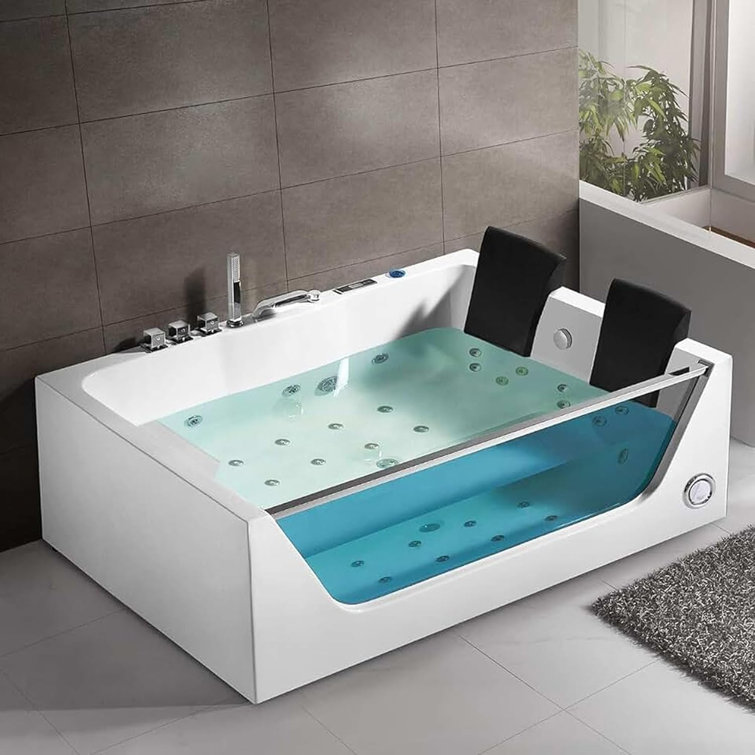Wen Lighting LED Modern 71" Whirlpool Jetted Bathtub Hydro Massage ...