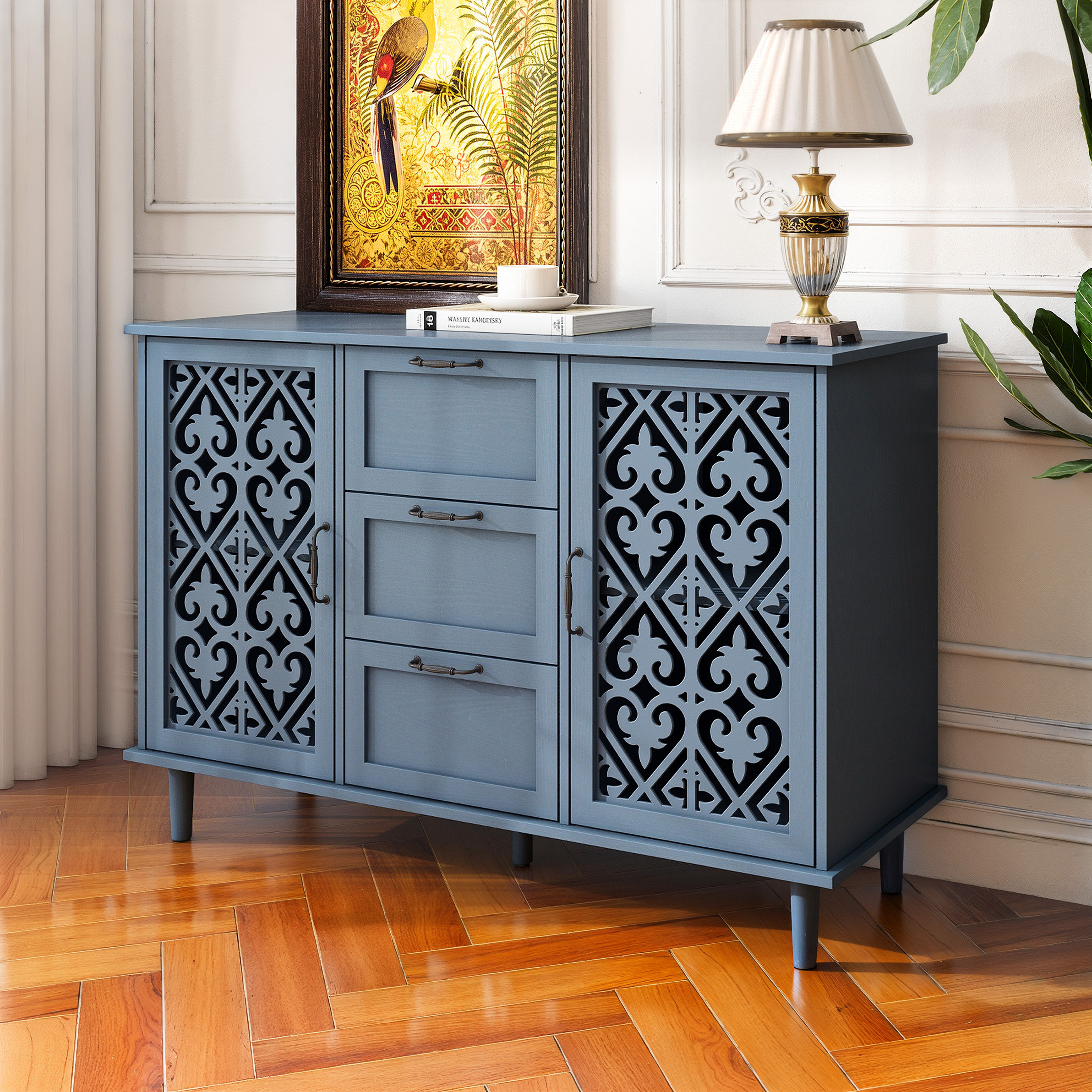 Winston Porter Storage Cabinet, 2 Door Cabinet With 3 Drawer - Wayfair ...