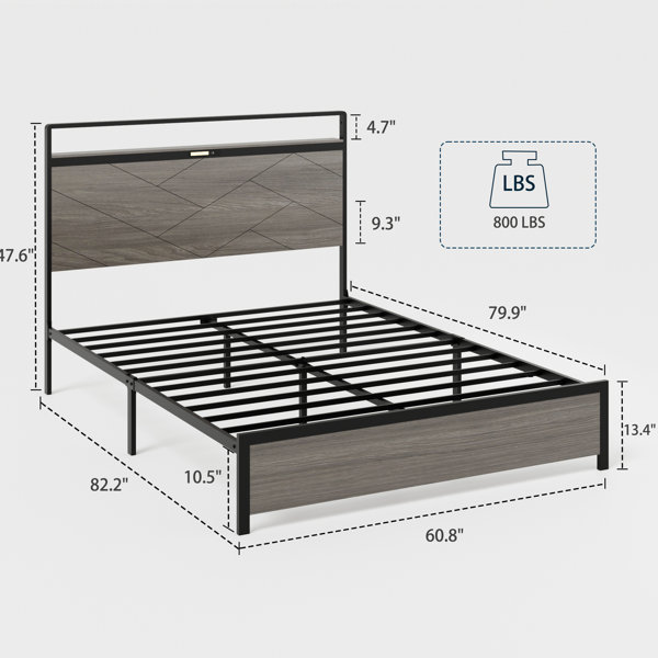 Wrought Studio Full Size Bed Frame, Metal And , With Storage, Led ...