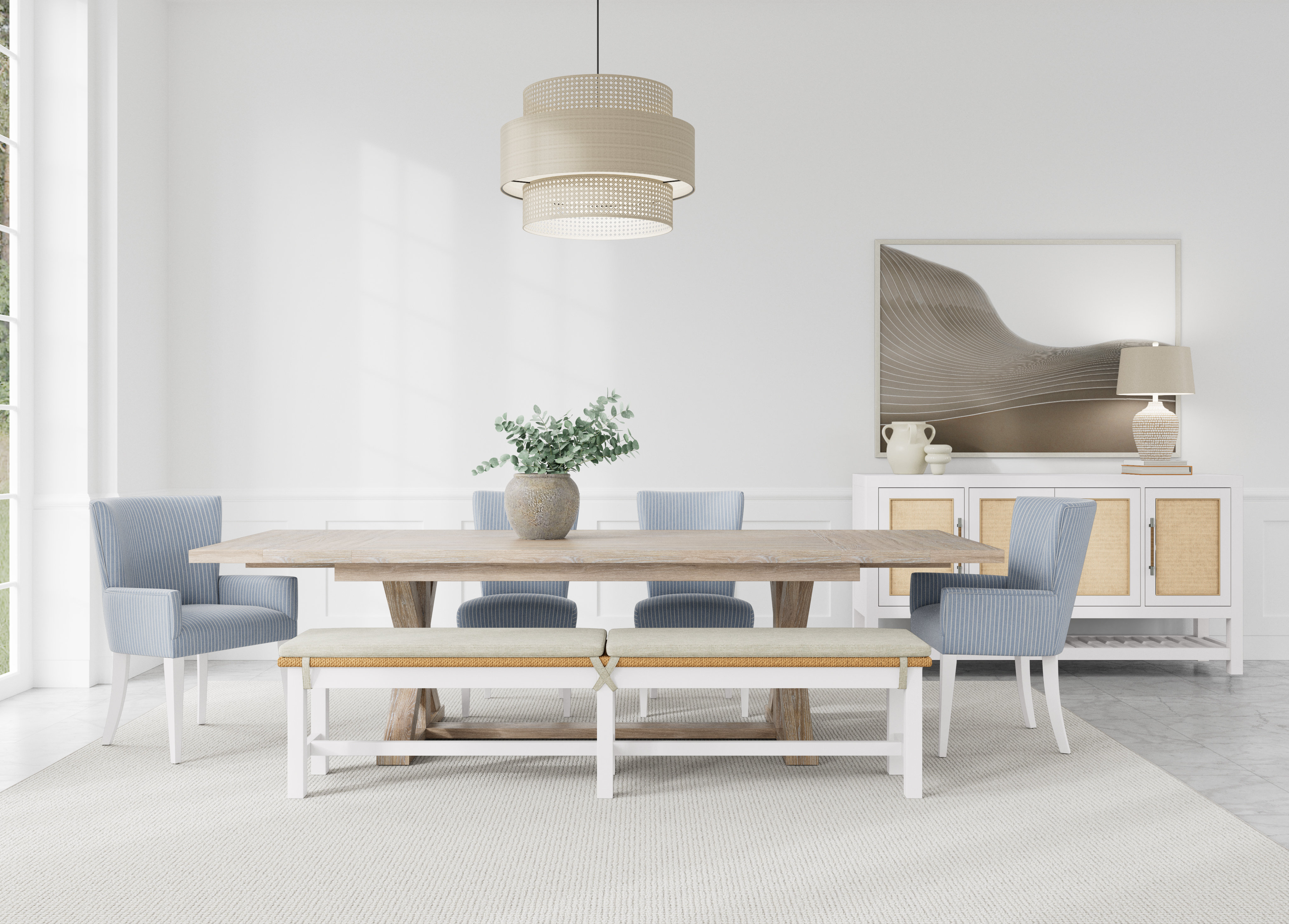 Birch Lane™ Lana Trestle Dining Table Set With Dining Bench And ...