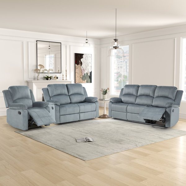 Latitude Run® Llanos 3 Piece Comfortable Microfiber Manual Recliner ...