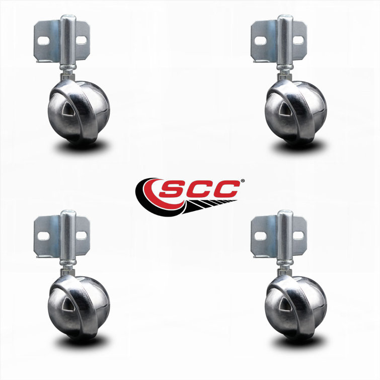 Service Caster 2.5 Inch Bright Chrome Metal Ball Caster – Side Mount ...
