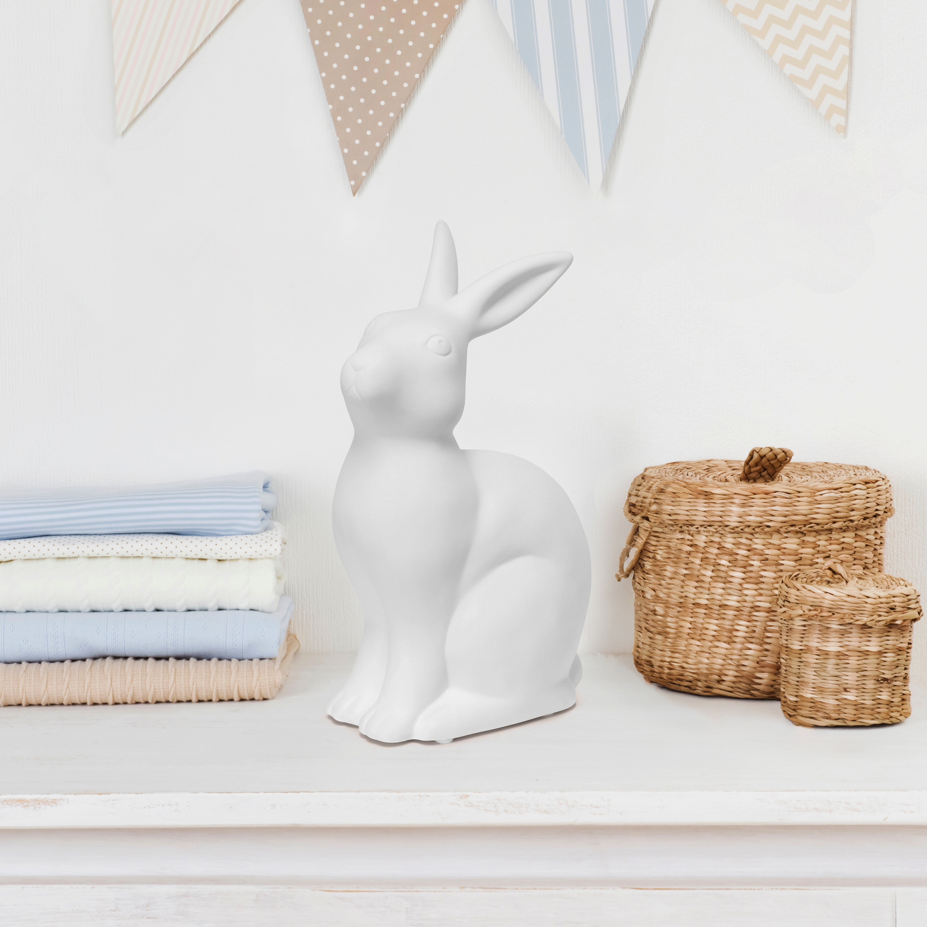 Gracie Oaks Creekwood Home 10.43" Glowing Ceramic Bunny Rabbit Light ...