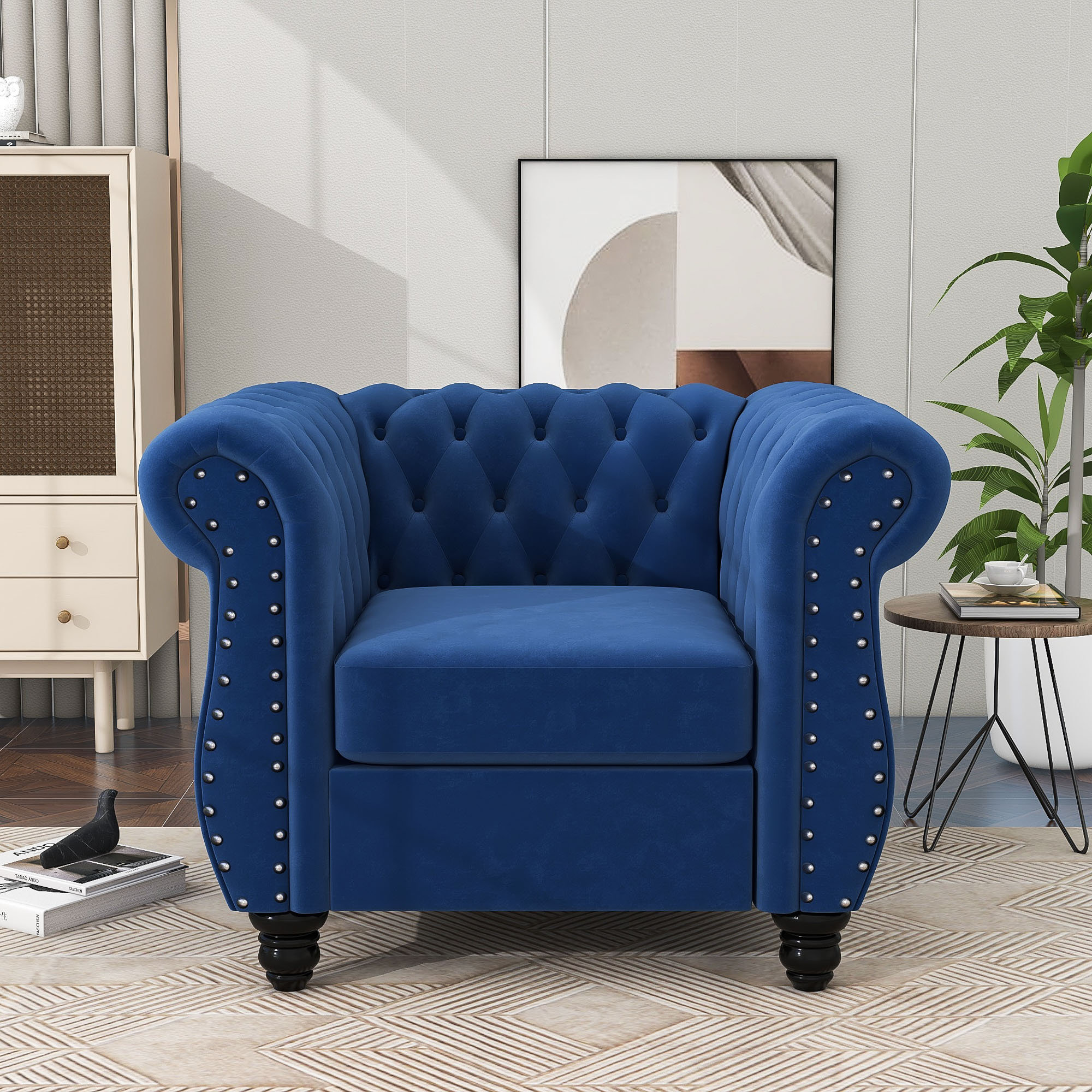 House of Hampton® Jeung Upholstered Sofa Chair with Tufted Backrest for ...